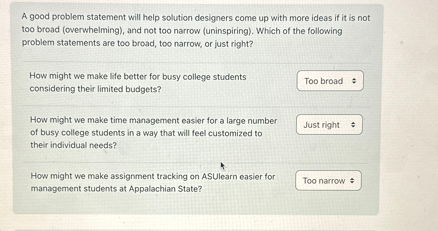 Solved A good problem statement will help solution designers | Chegg.com