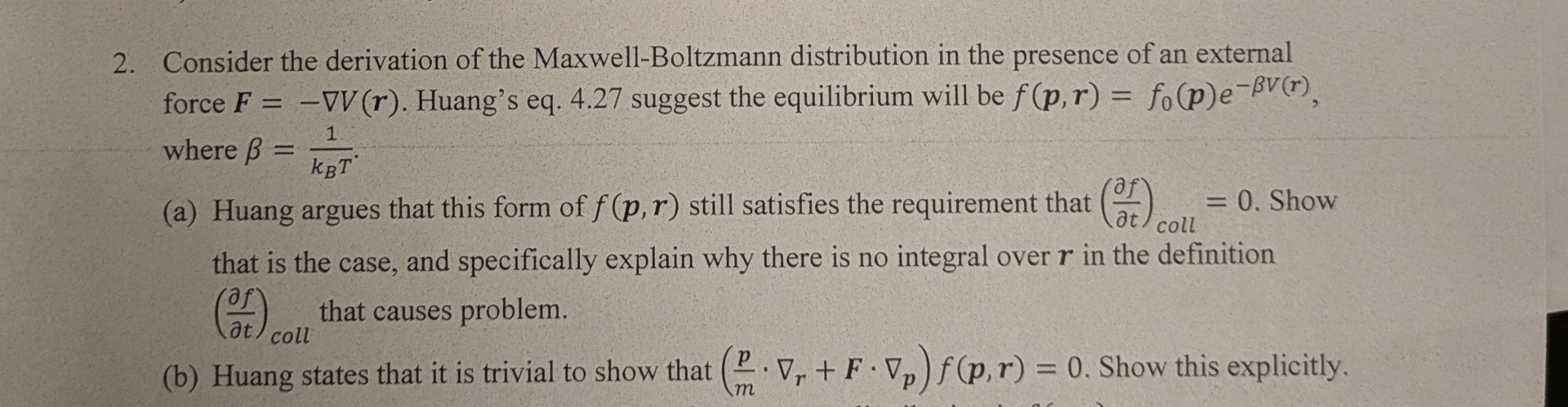 Solved Consider the derivation of the Maxwell-Boltzmann | Chegg.com