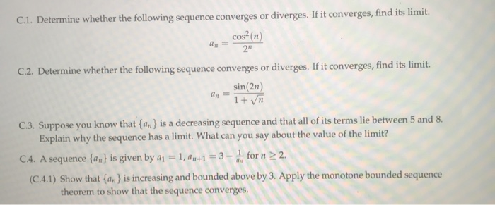 Solved C.1. Determine whether the following sequence | Chegg.com