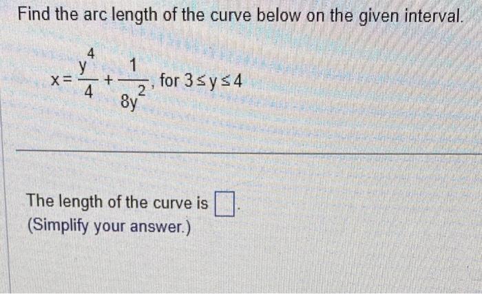 Solved Find the arc length of the curve below on the given | Chegg.com