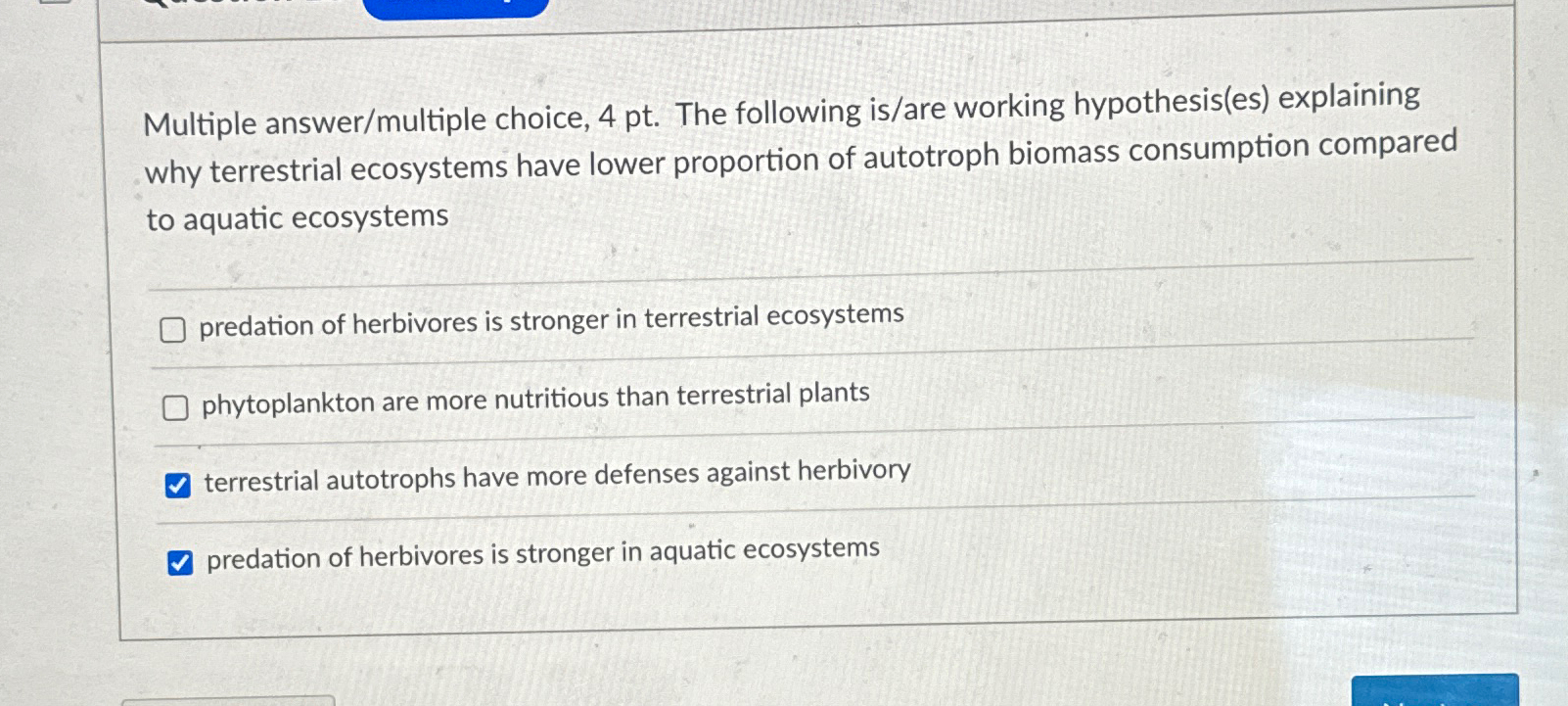 Solved Multiple answer/multiple choice, 4 ﻿pt. ﻿The | Chegg.com