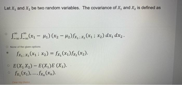 Solved Let X1 and X2 be two random variables. The covariance | Chegg.com