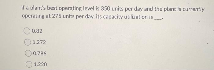 Solved If a plant's best operating level is 350 units per | Chegg.com