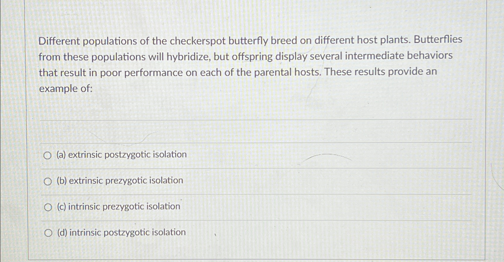 Solved Different populations of the checkerspot butterfly | Chegg.com