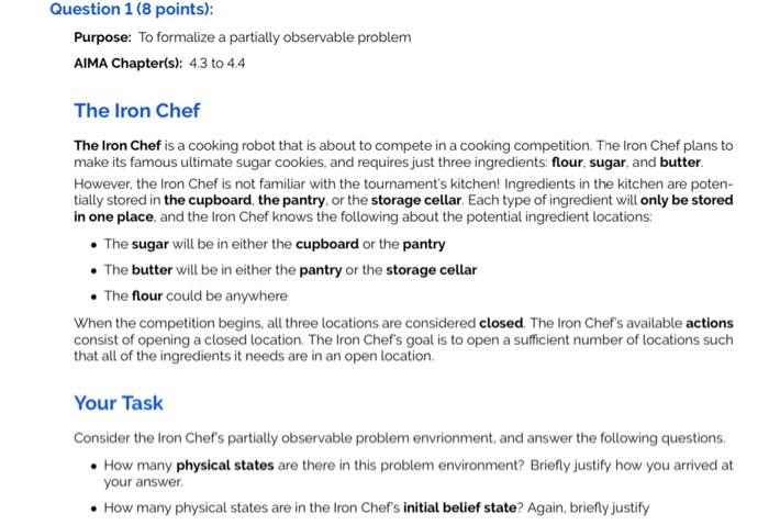 Question 1 (8 points): Purpose: To formalize a | Chegg.com Question 1 (8 points): Purpose: To formalize a | Chegg.com
