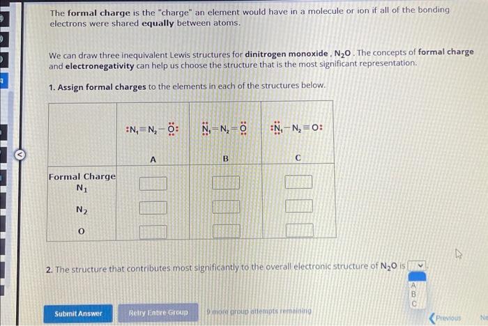 Solved The formal charge is the "charge" an element would | Chegg.com