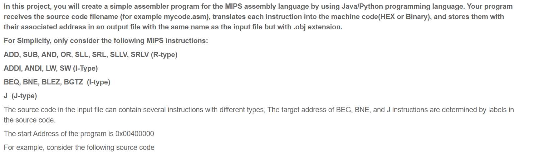 Solved i need to create a simple assembler program for the | Chegg.com