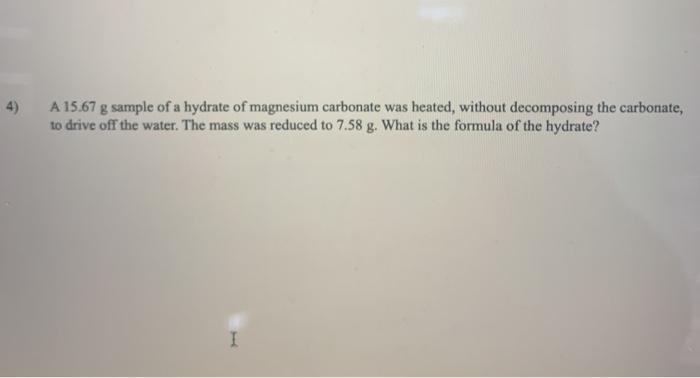 Solved Objectives to calculate the percent by mass of water | Chegg.com