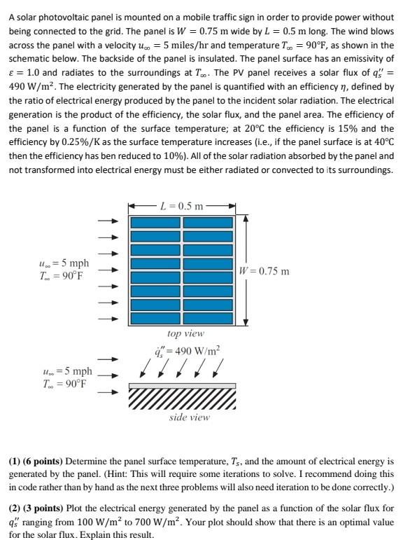 Solved A solar photovoltaic panel is mounted on a mobile | Chegg.com