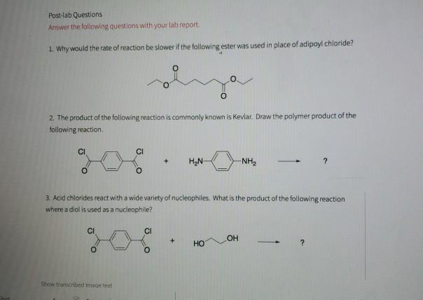 Solved Post-lab Questions Answer the following questions | Chegg.com