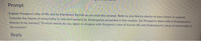 Explain Prospero's idea of life and its transience | Chegg.com