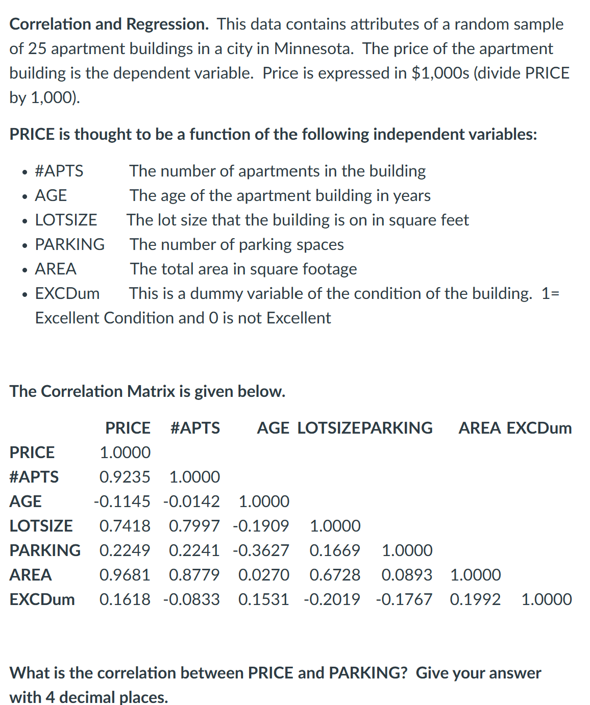 Correlation and Regression. This data contains | Chegg.com