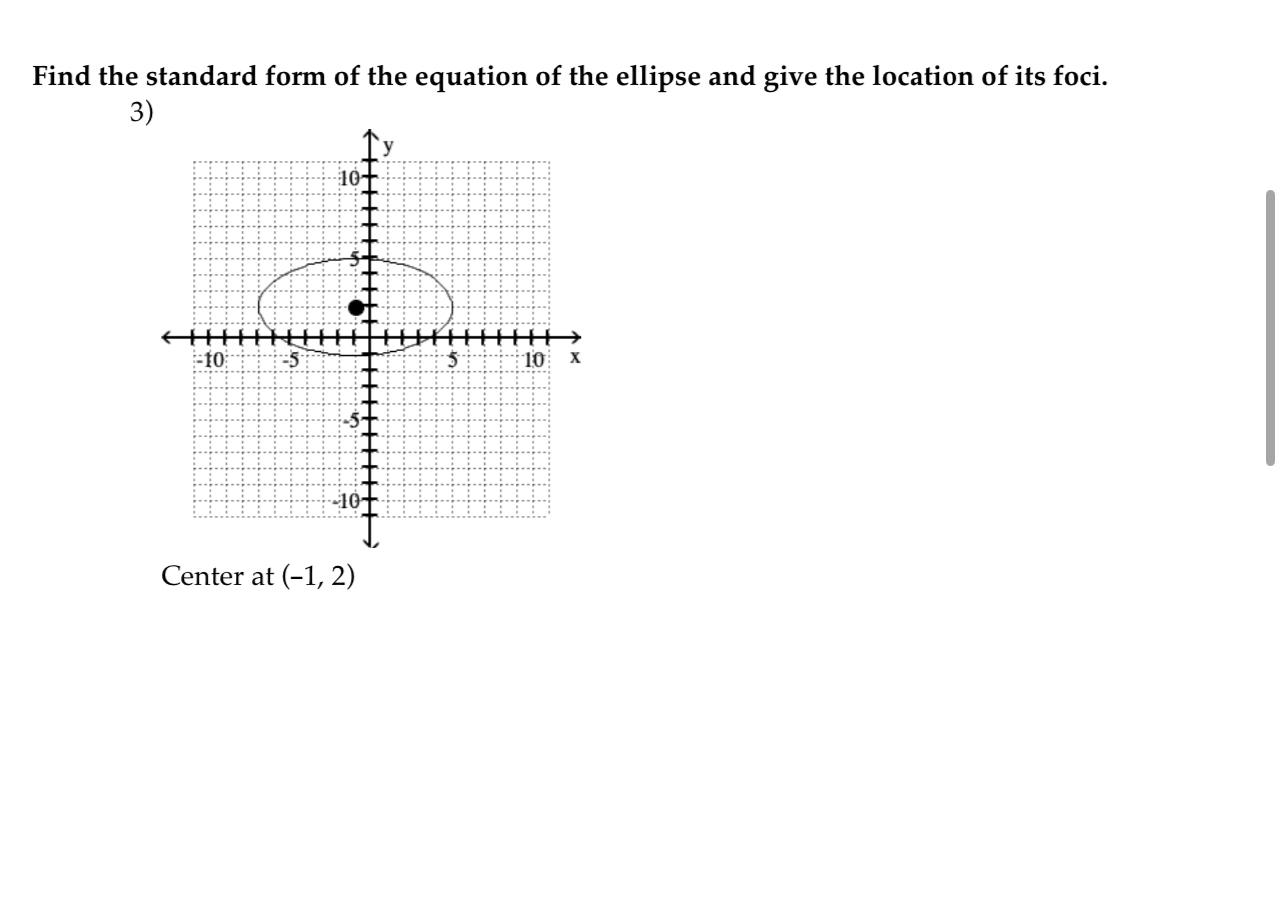 Solved Find the standard form of the equation of the ellipse | Chegg.com
