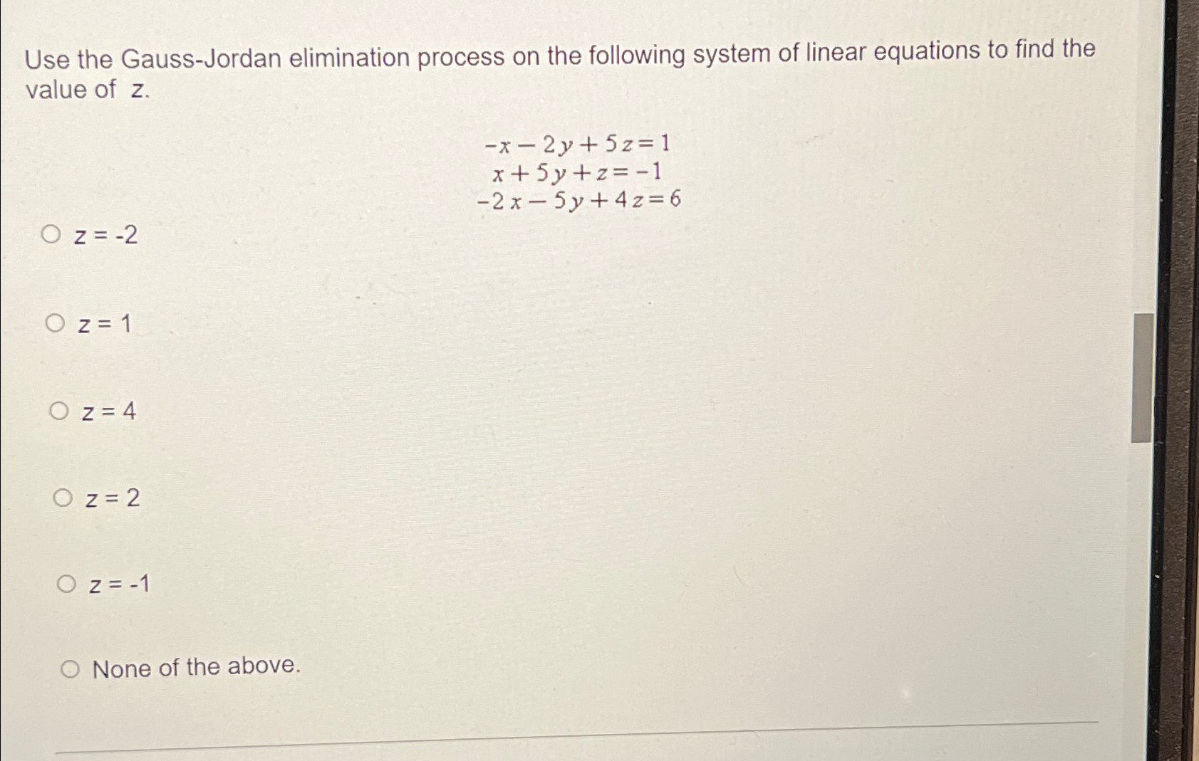 Solved Use the Gauss-Jordan elimination process on the | Chegg.com