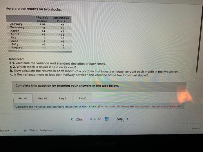 Solved Required: a-1. Calculate the variance and standard | Chegg.com