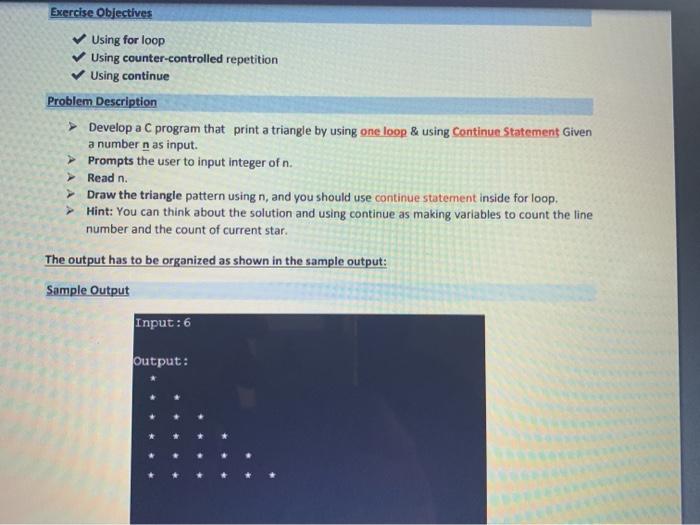 Solved Exercise Objectives Using for loop Using | Chegg.com