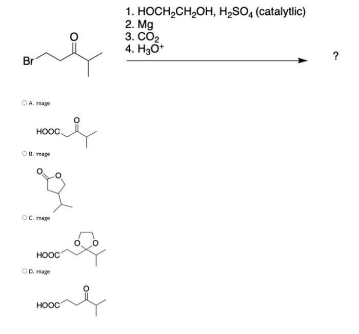Solved 1. HOCH2CH2OH, H2SO4 (catalytlic) 2. Mg 3. CO2 4. | Chegg.com