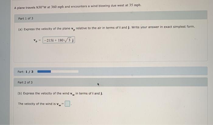 Solved A plane travels N30°W at 360 mph and encounters a | Chegg.com