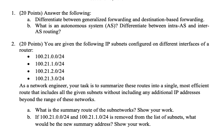 Solved Differentiate between generalized forwarding and | Chegg.com
