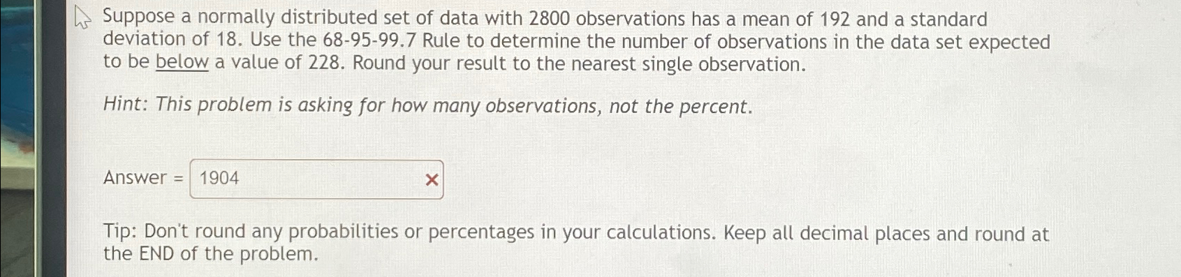 Solved Suppose a normally distributed set of data with 2800 | Chegg.com