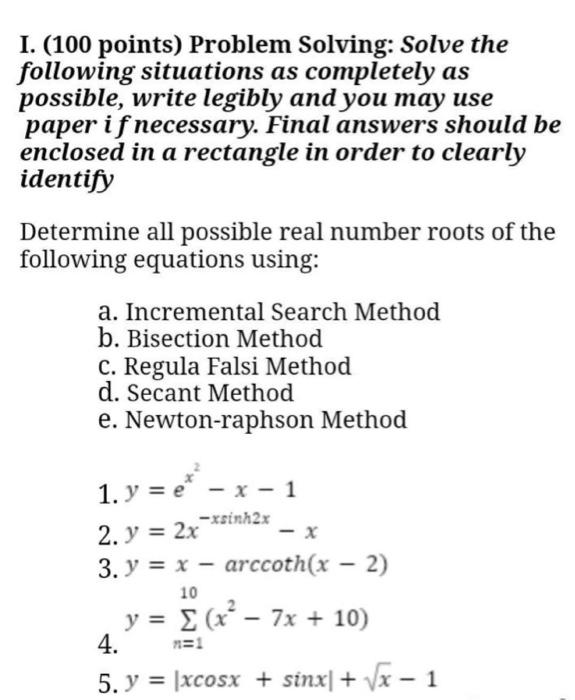 Solved (100 points) Problem Solving: Solve the ollowing | Chegg.com