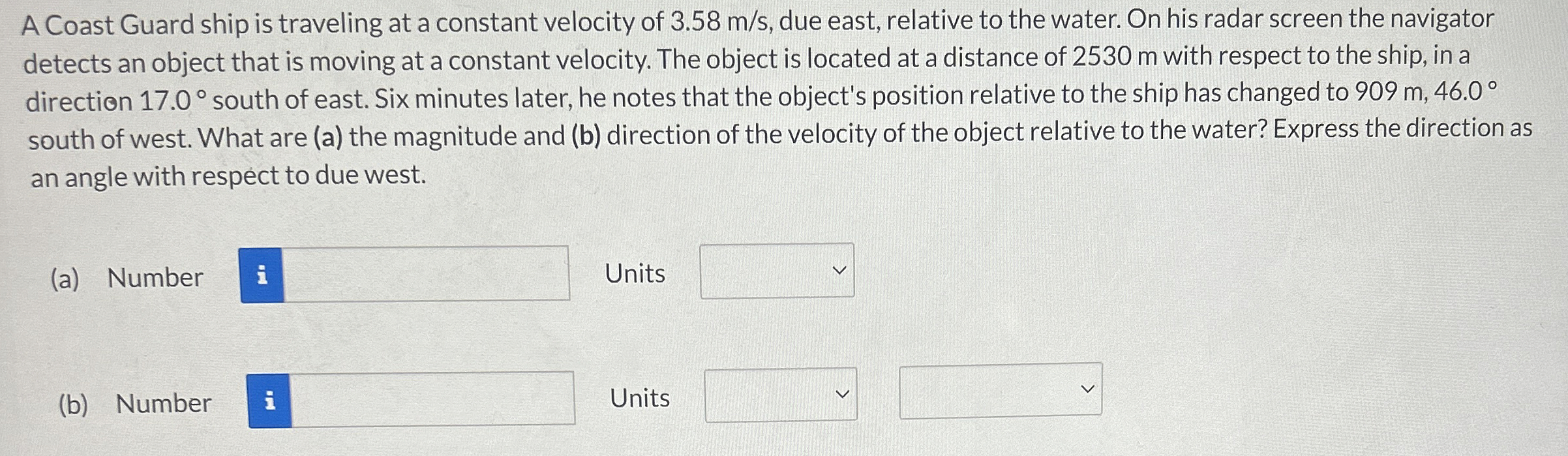 Solved A Coast Guard ship is traveling at a constant | Chegg.com