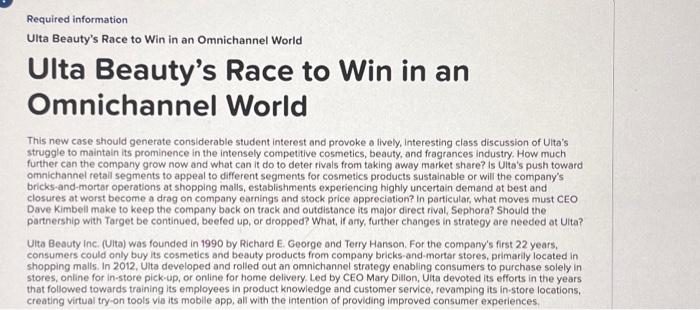 Solved 4. What are the major elements of Ulta's strategy? | Chegg.com