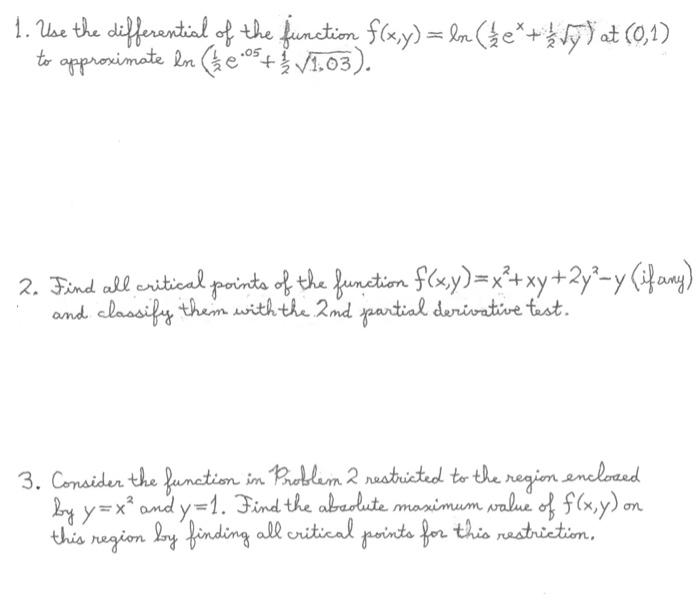 Solved 1 Use The Differential Of The Function 2302