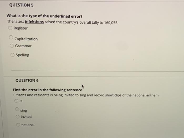Solved QUESTION 1 What is the type of the underlined error? | Chegg.com