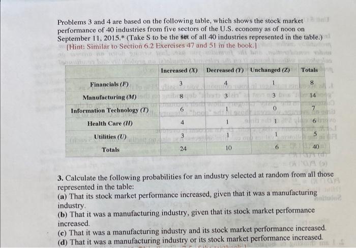 Solved Problems 3 and 4 are based on the following table, | Chegg.com