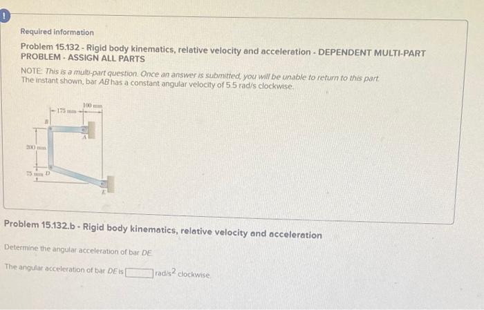 Solved Required information Problem 15.132 - Rigid body | Chegg.com
