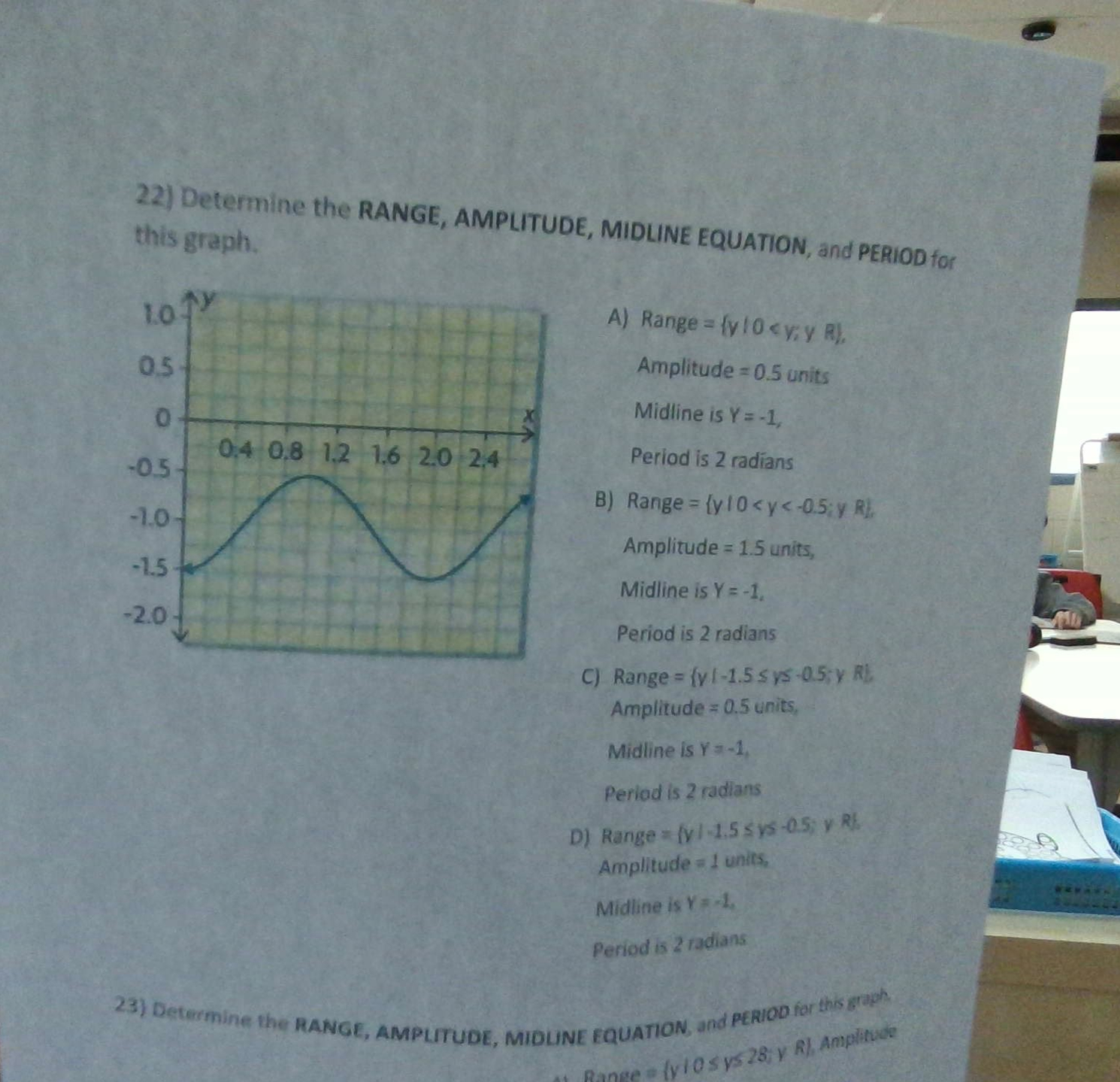 Determine the RANGE, AMPLITUDE, MIDLINE EQUATION, and | Chegg.com