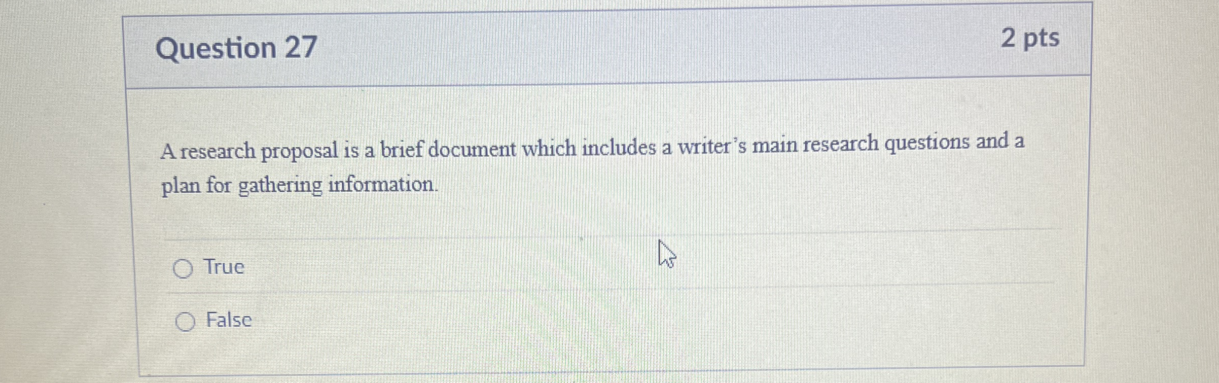 Solved Question 27A research proposal is a brief document | Chegg.com