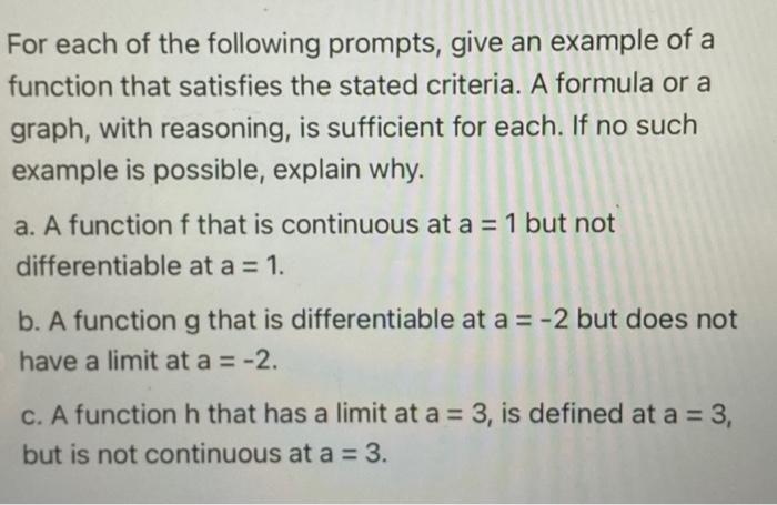 Solved For each of the following prompts, give an example of | Chegg.com