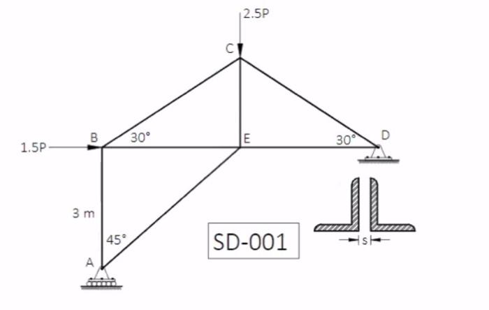 Solved PROBLEM 4 For the truss shown in SD-001, The strength | Chegg.com