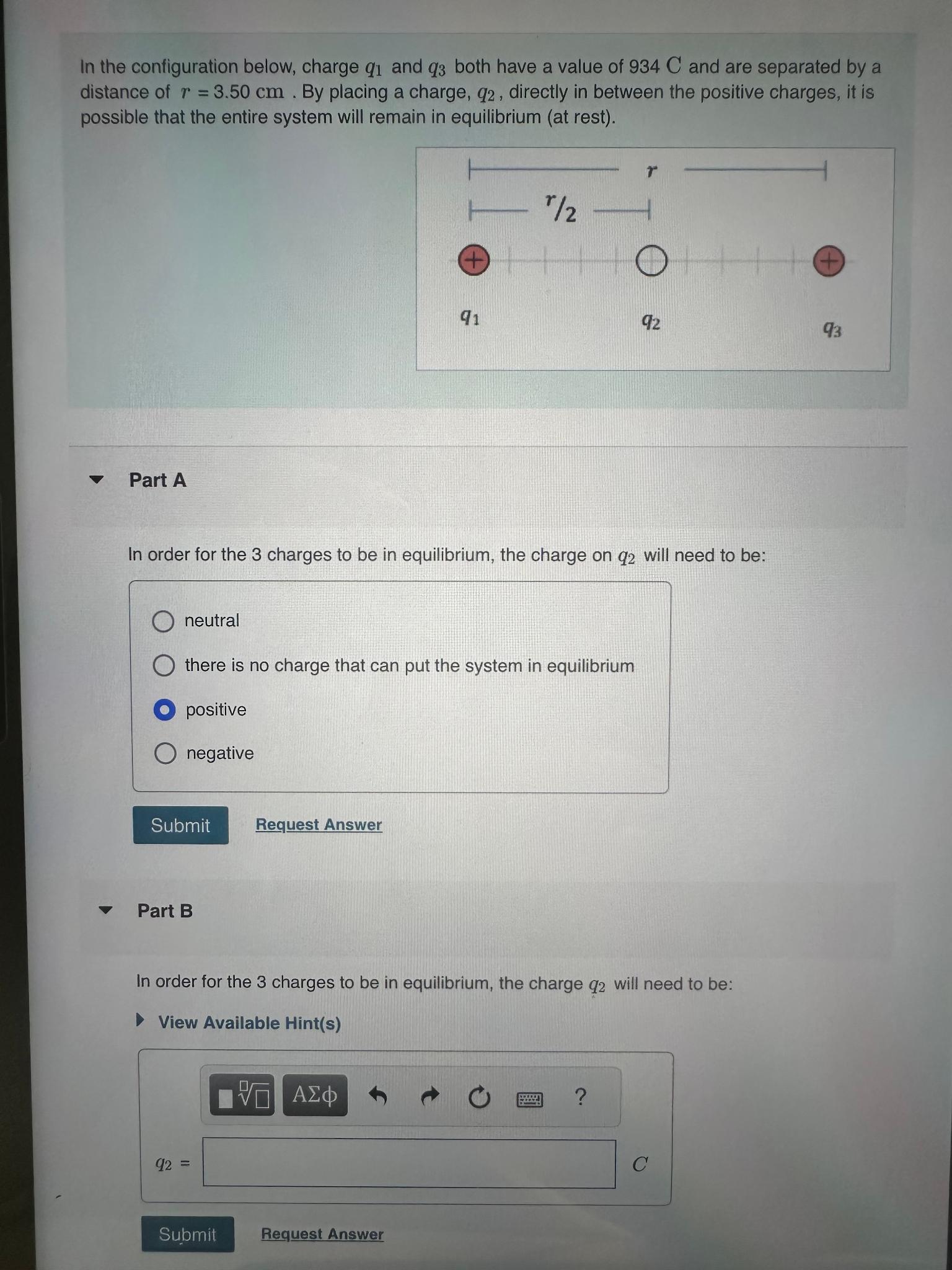Solved In the configuration below, charge q1 ﻿and q3 ﻿both | Chegg.com