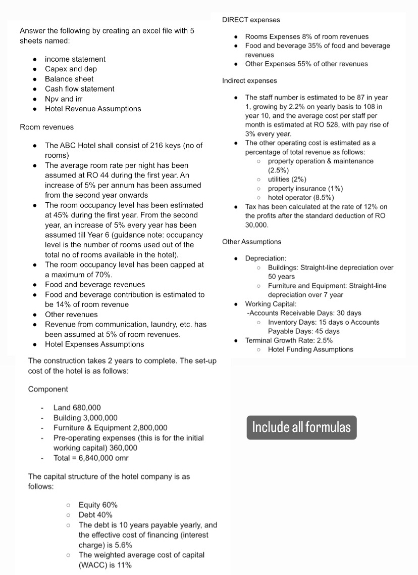 Create me a blance sheet in excel using the info | Chegg.com
