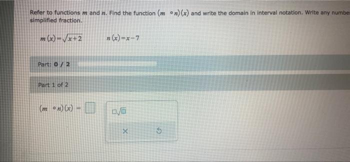 Solved Refer to functions m and n. Find the function ( mn) | Chegg.com