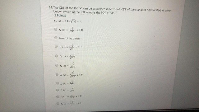 Solved 14. The CDF of the RV "X" can be expressed in terms | Chegg.com