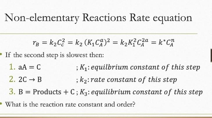 Non-elementary Reactions Rate equation | Chegg.com