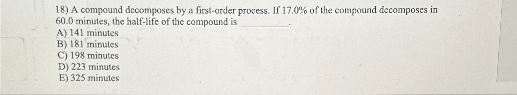 Solved A compound decomposes by a first-order process. If | Chegg.com