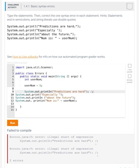 Solved end in semicolons, and string literals use double | Chegg.com