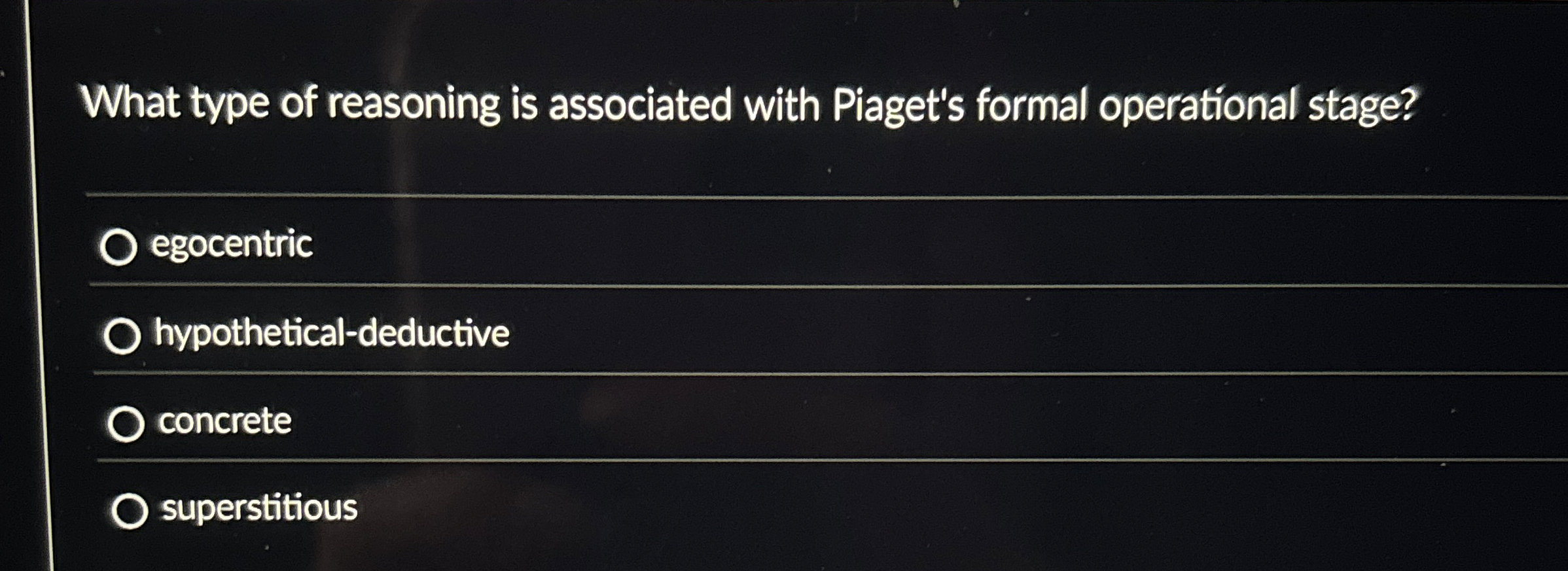 Solved What type of reasoning is associated with Piaget's | Chegg.com