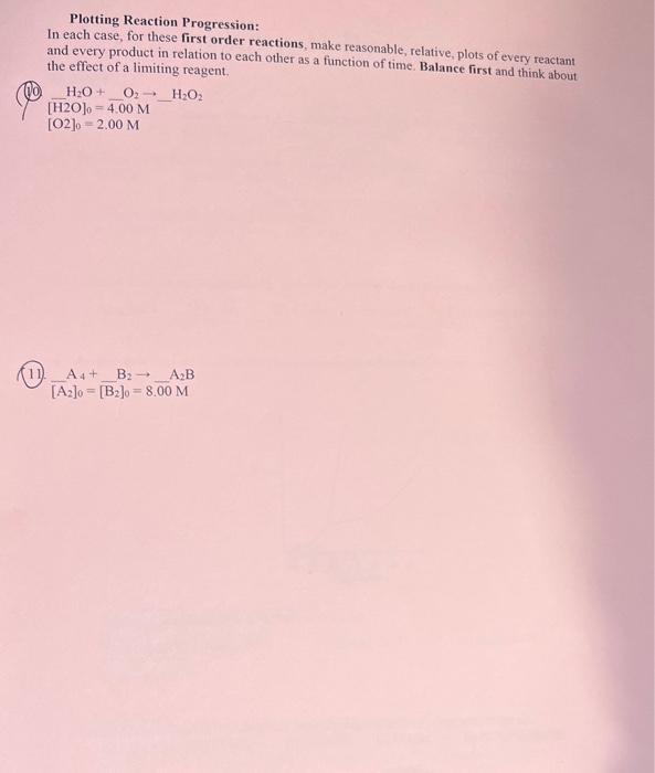 Plotting Reaction Progression: In each case, for | Chegg.com