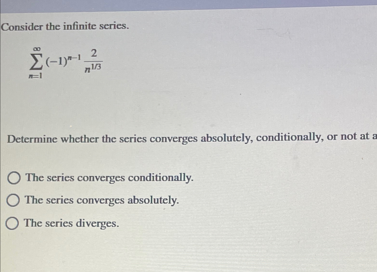 Solved Consider the infinite | Chegg.com