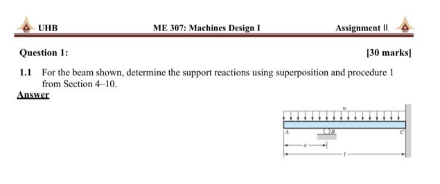 Solved UHBME 307: Machines Design IAssignment IIQuestion | Chegg.com