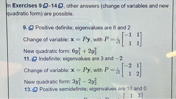 Solved Classify the quadratic forms in Exerc es 9 므-18므. | Chegg.com