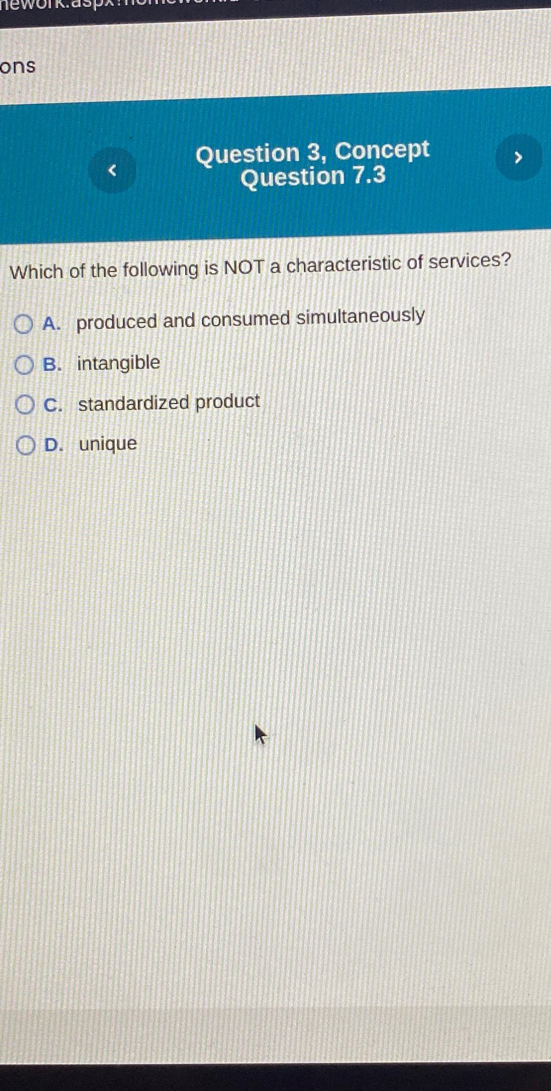 Solved Question 3, ﻿Concept Question 7.3Which of the | Chegg.com