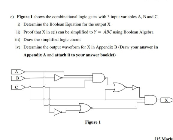 Solved e) Figure 1 shows the combinational logic gates with | Chegg.com