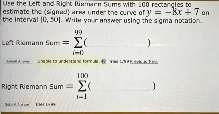 Solved Use the Left and Right Riemann Sums with 100 | Chegg.com